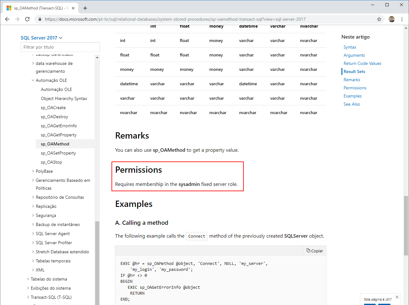 SQL Server - Permissões para utilizar OLE Automation (Sim, a ...
